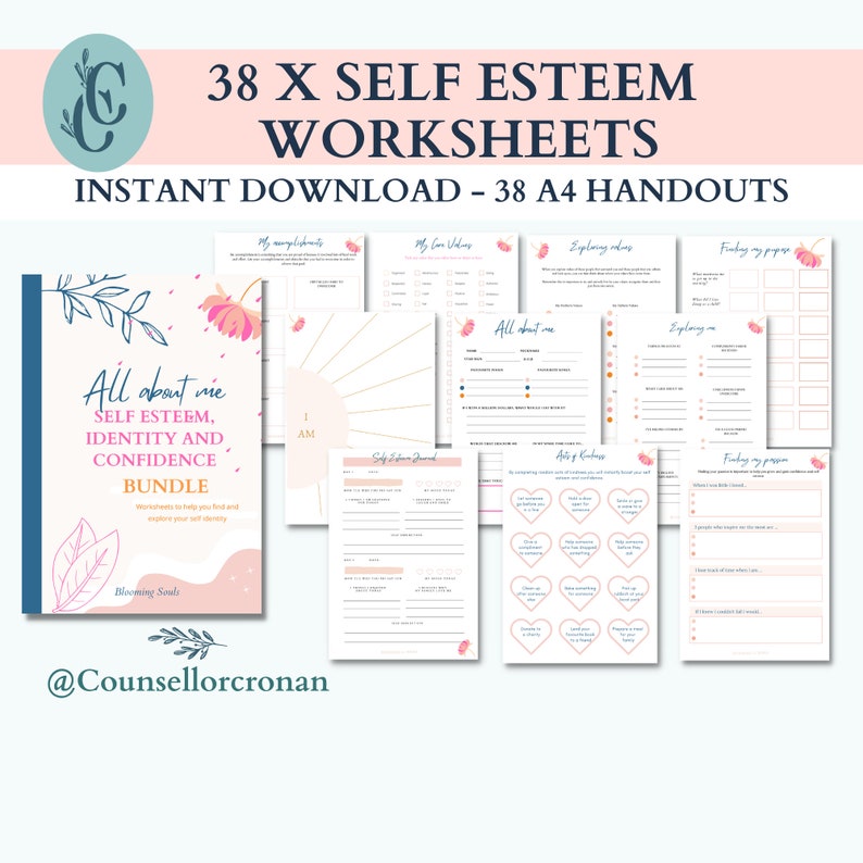 Self Worth Worksheet and Cards Bundle Self Esteem - Etsy