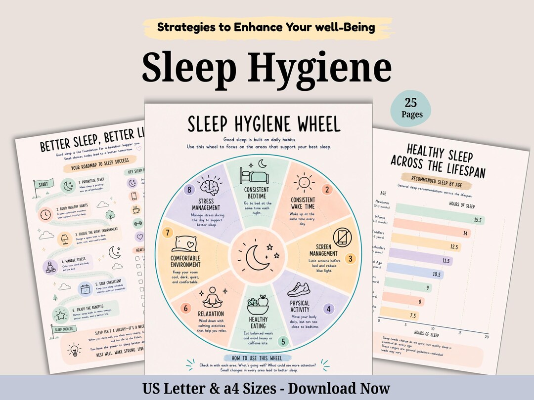 Sleep Hygiene Worksheets, Sleep Journal, Sleep Habits, Sleep Cycle ...