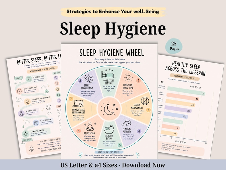 Sleep Hygiene Worksheets, Sleep Journal, Sleep Habits, Sleep Cycle ...