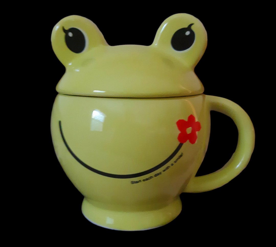 Start Each Day With A Smile Frog Mug With Lid by Morning Glory - Etsy