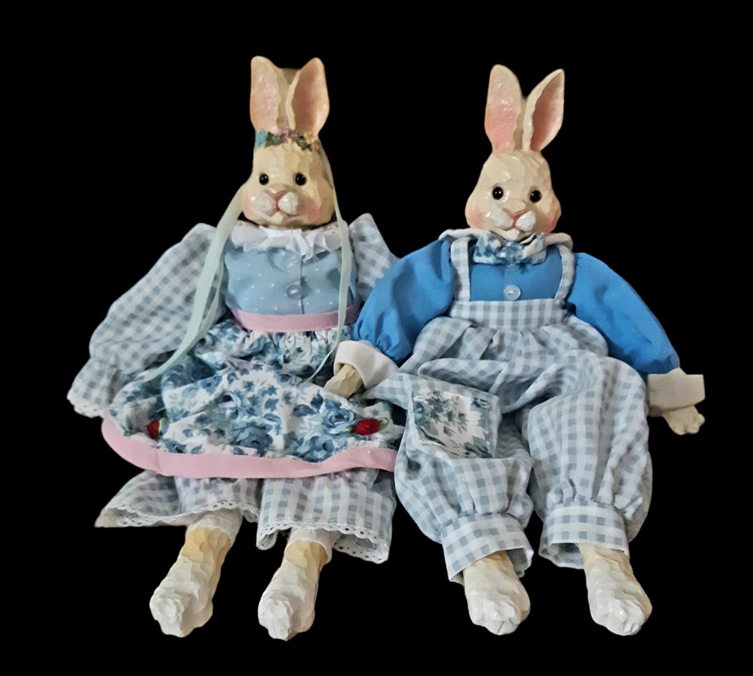 Vintage Rabbit Couple Shelf Sitters - Etsy