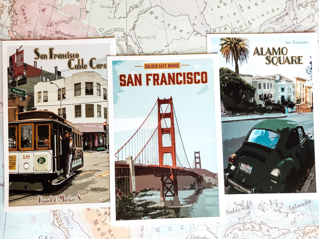 San Francisco Postcards - Etsy