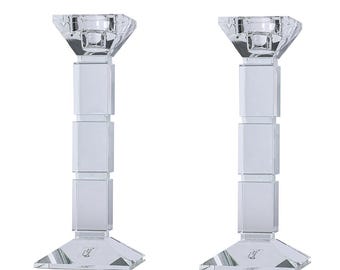 Crystal Candlesticks Square Design Set of 2 Blue - Etsy