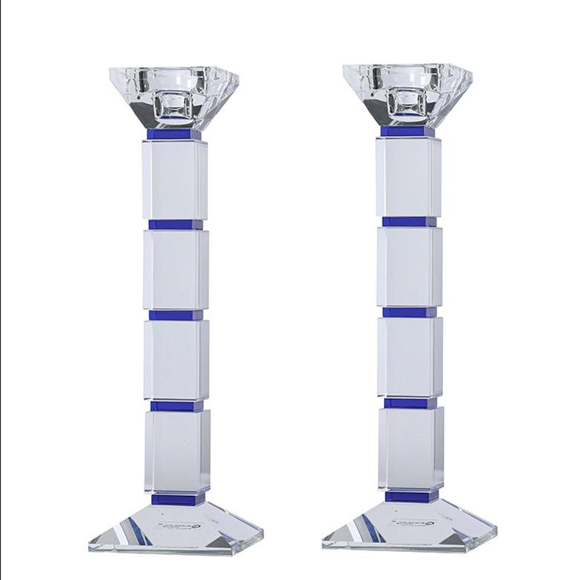 Crystal Candlesticks Square Design Set of 2 Blue - Etsy