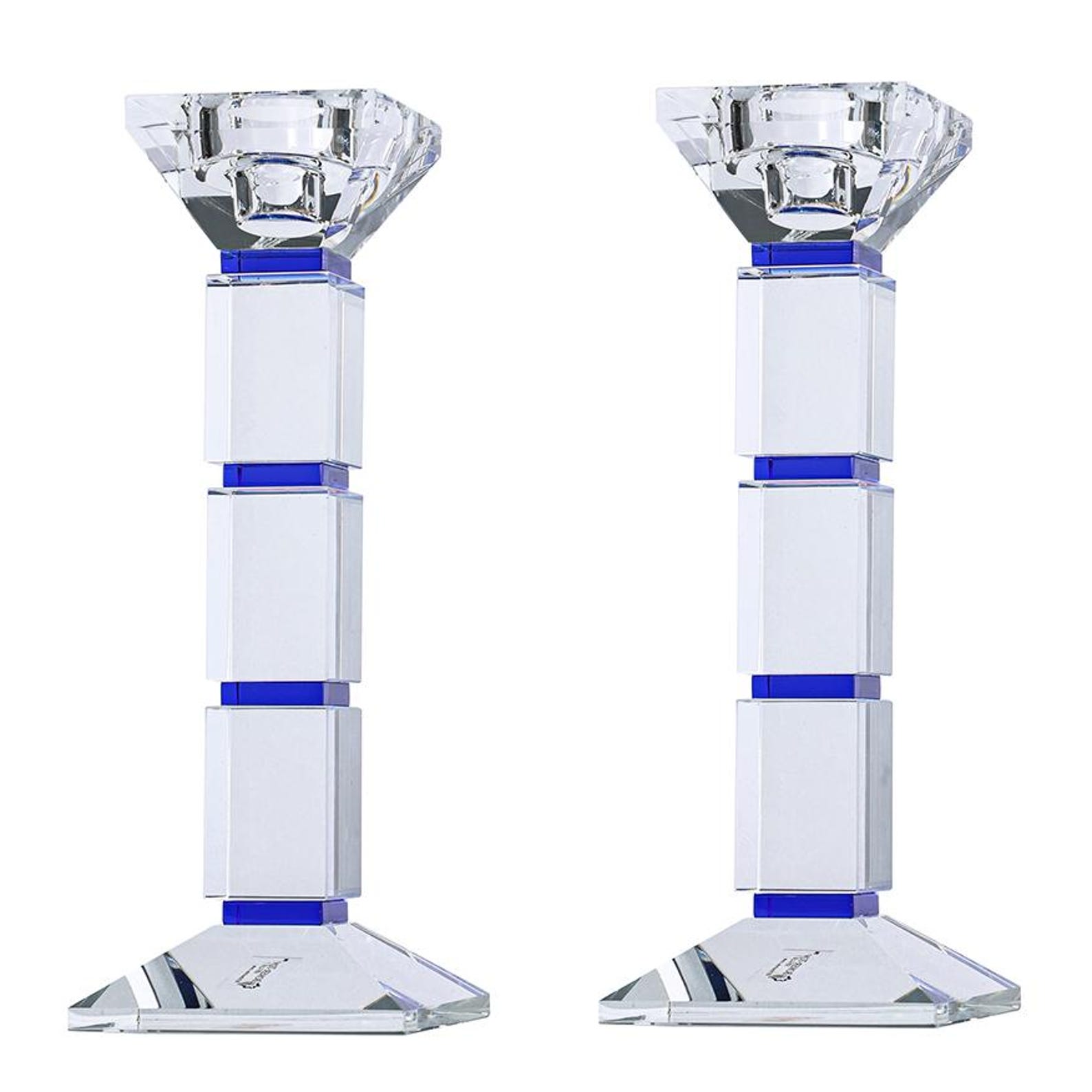 Crystal Candlesticks Square Design Set of 2 Blue - Etsy