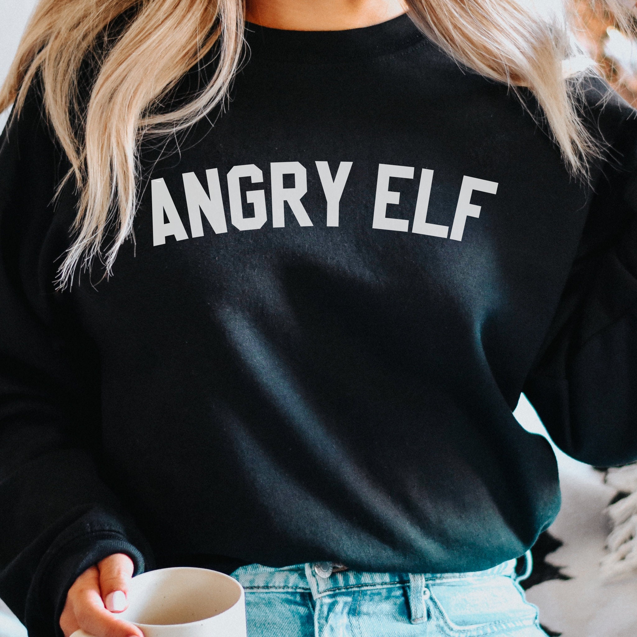 Angry Elf Sweatshirt Funny Christmas Sweater Christmas Movie Lover ...
