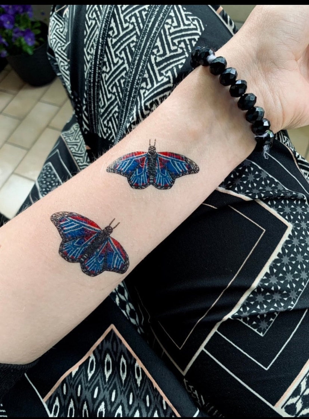 Butterfly Temporary Tattoo Sticker Set of 2 Blue-purple - Etsy