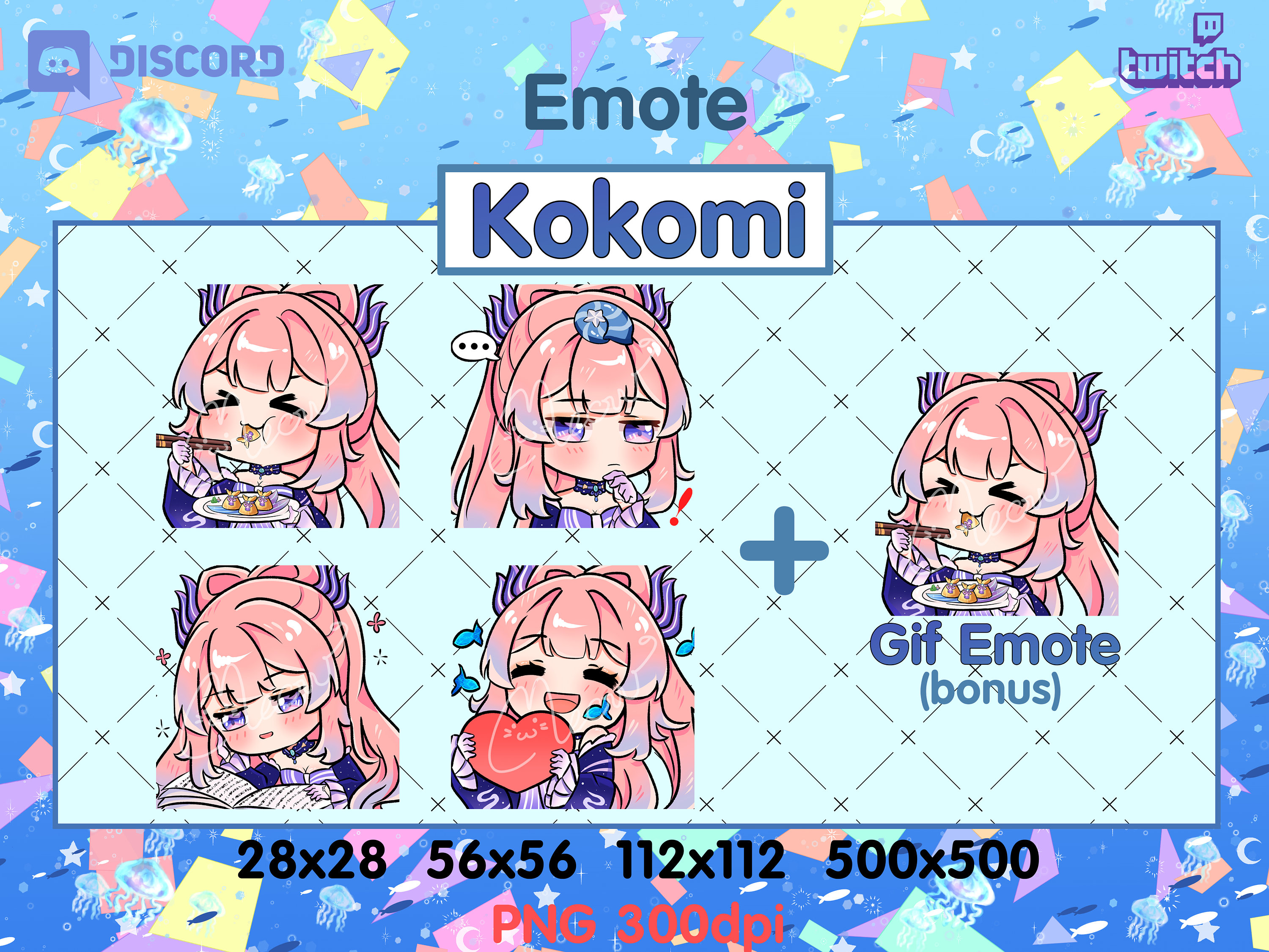Kokomi Emote Genshin Impact Pack 2 Twitch Emote Discord - Etsy Ireland