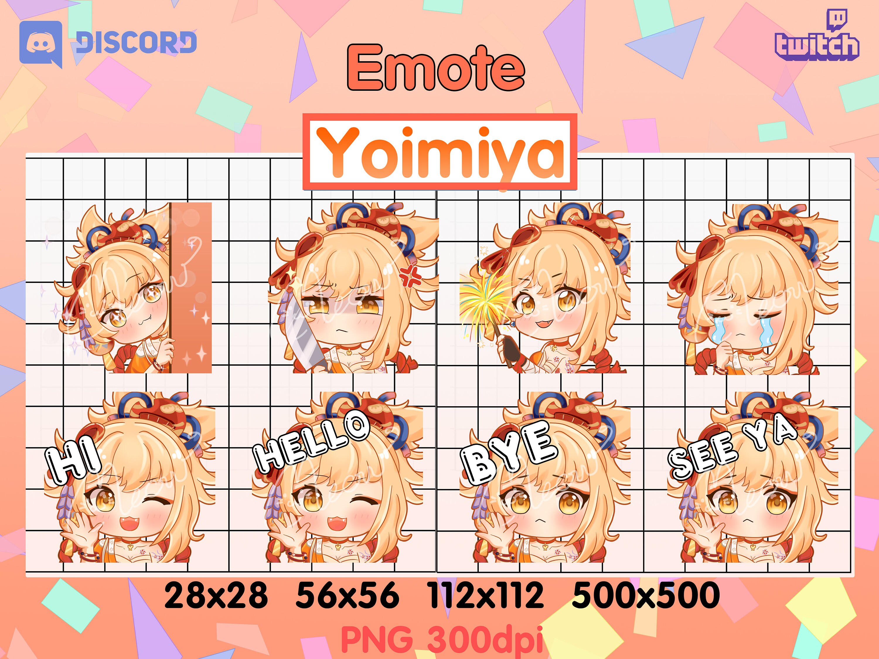 Yoimiya Emote Genshin Impact Pack 1 Twitch Emote Discord | Etsy