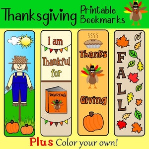 Thanksgiving Printables Kids, Printable Bookmarks for Kids, Fall ...