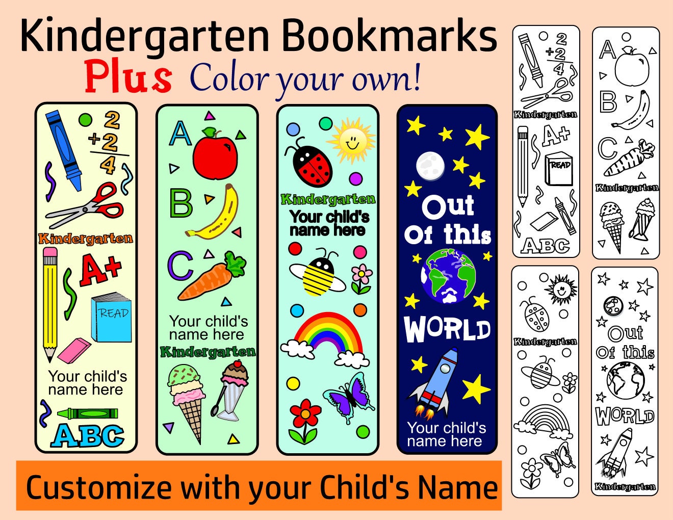 Kindergarten Activity Sheet, Printable Bookmarks for Kids, Kindergarten ...