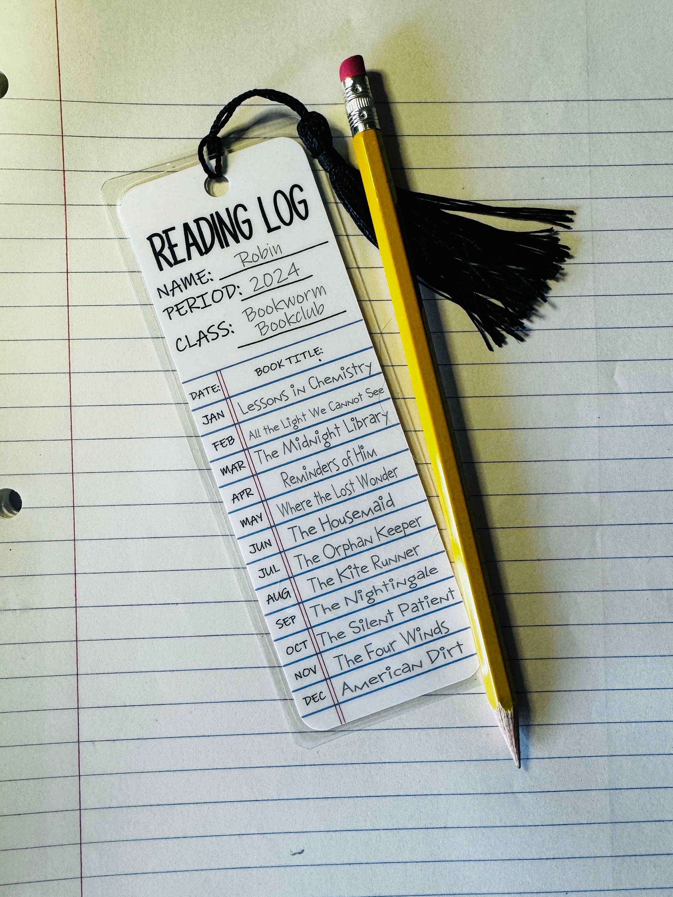 Personalized Book Club Bookmarks, Reading Goals, School Reading List ...