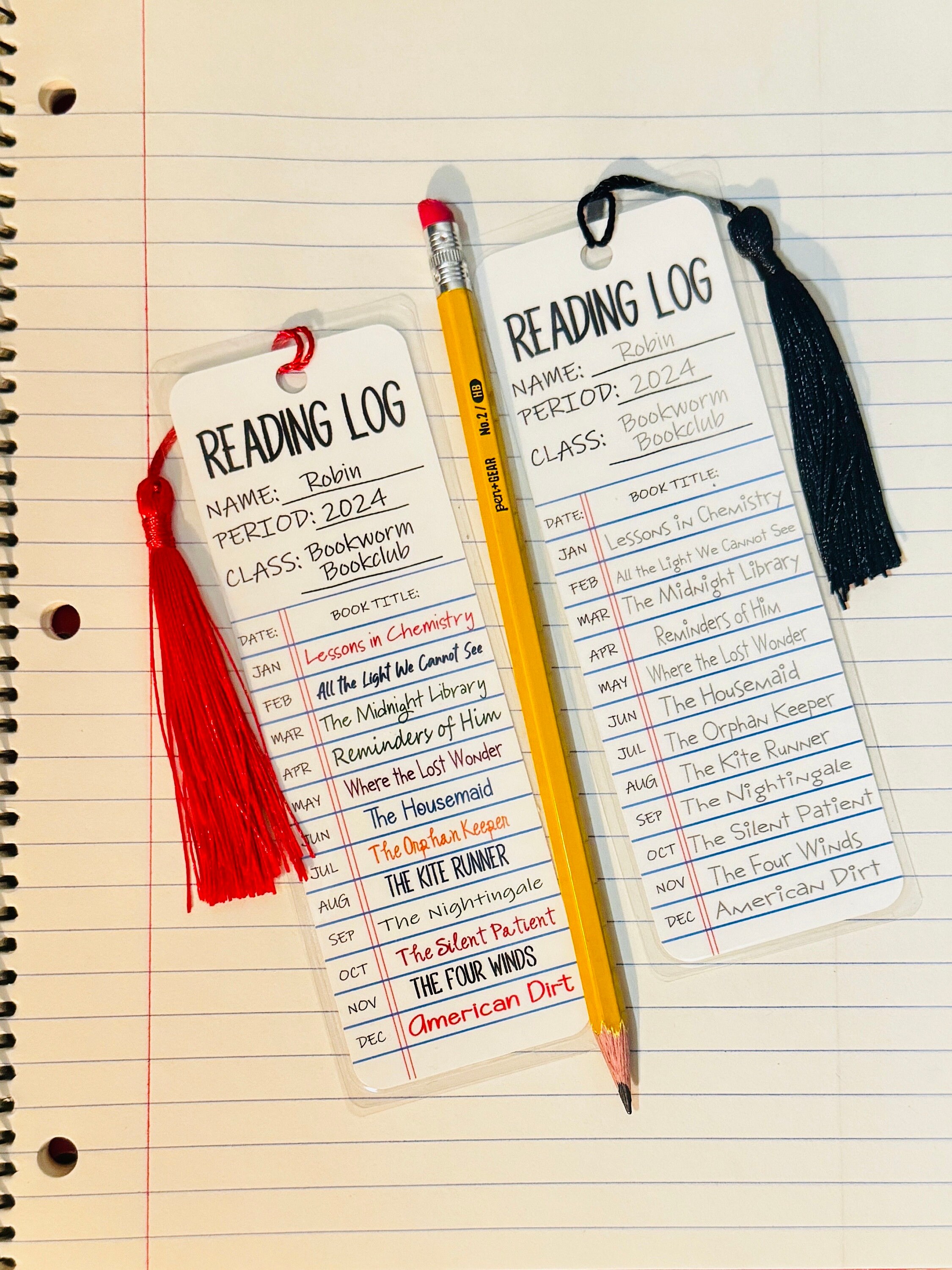 Personalized Book Club Bookmarks, Reading Goals, School Reading List ...