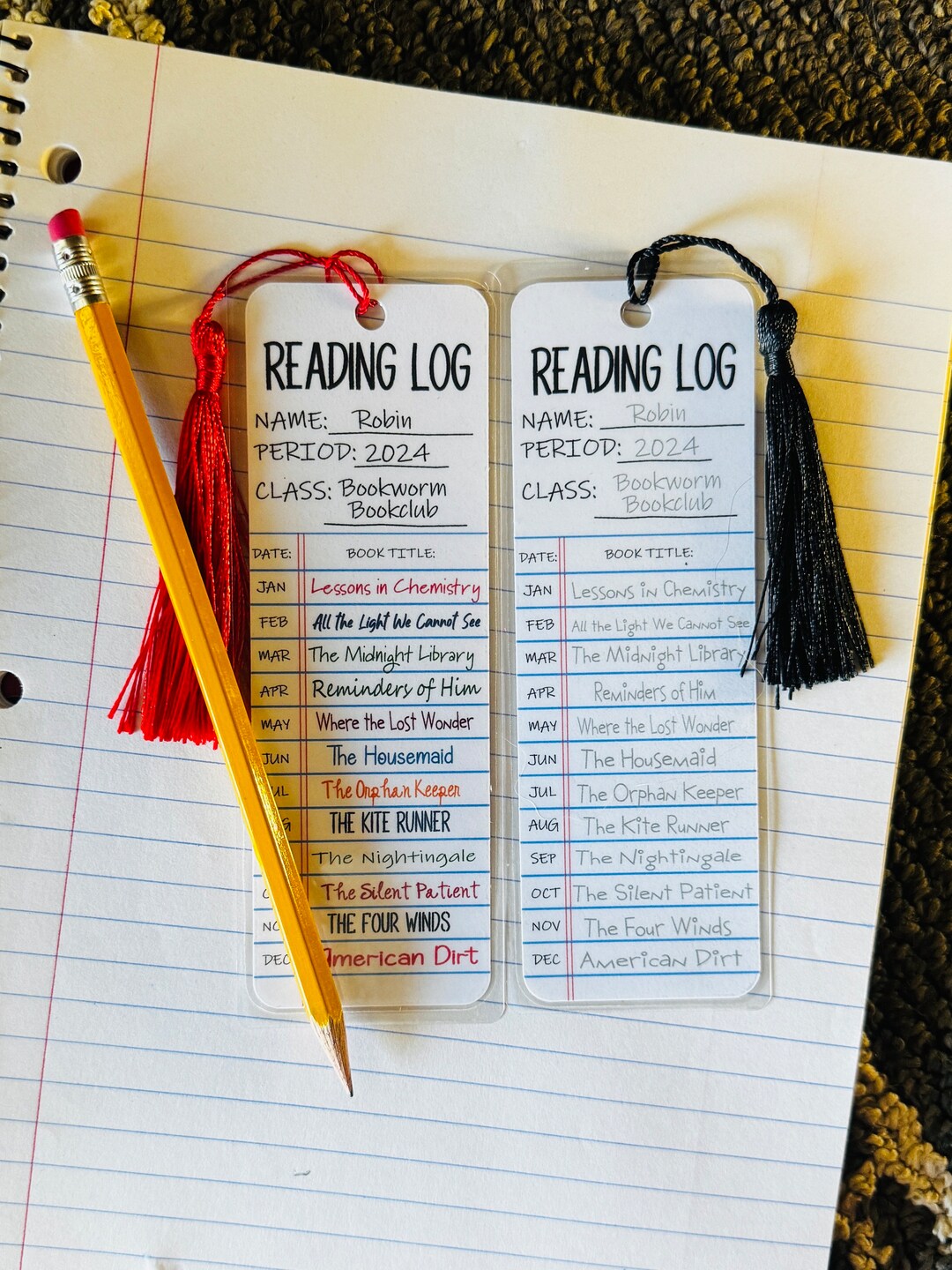Personalized Book Club Bookmarks, Reading Goals, School Reading List ...