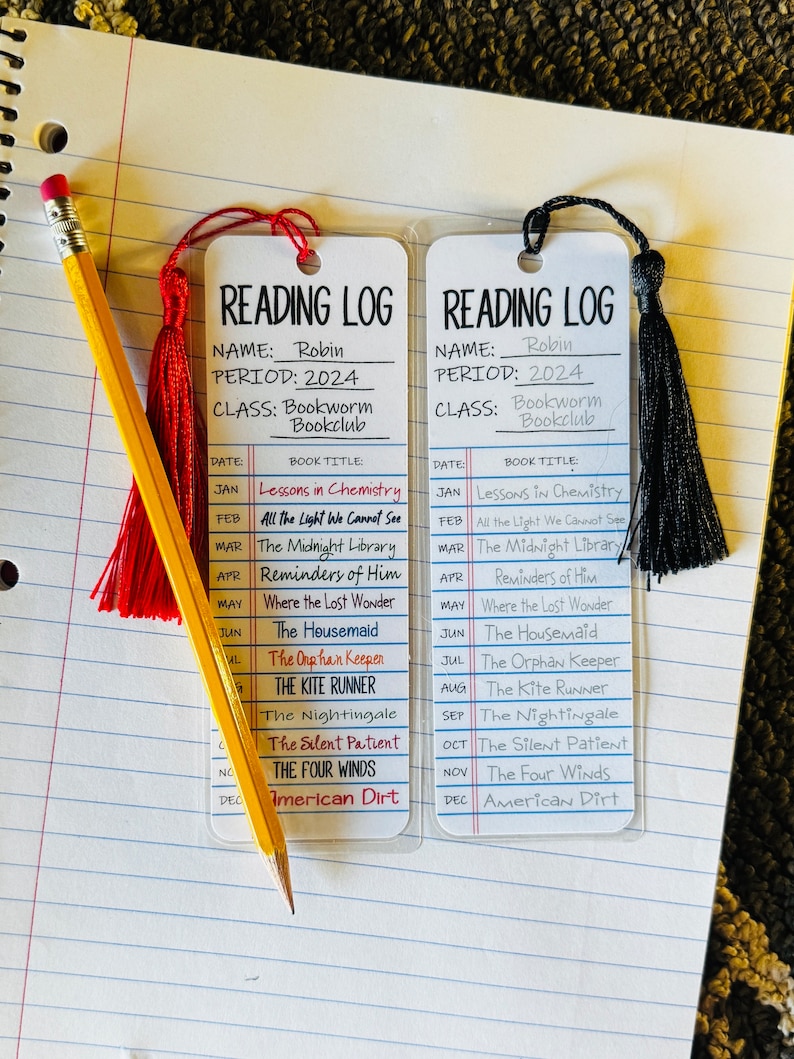 Personalized Book Club Bookmarks, Reading Goals, School Reading List ...
