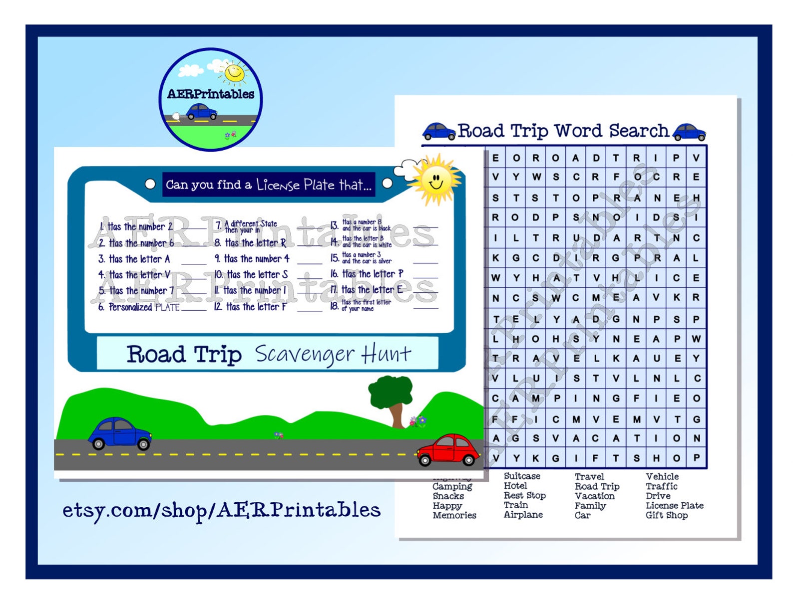 Car Ride Games, Printable Travel Game for Kids, Road Trip Games, Travel ...