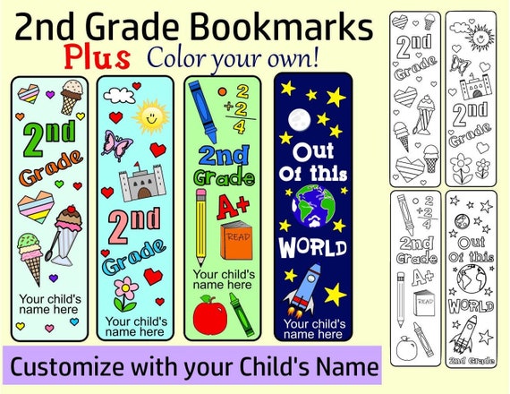 Printable Bookmarks for Kids 2nd Grade Gift School Coloring - Etsy