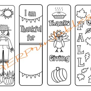 Thanksgiving Printables Kids, Printable Bookmarks for Kids, Fall ...