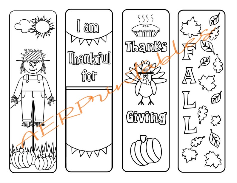 Thanksgiving Printables Kids, Printable Bookmarks for Kids, Fall ...