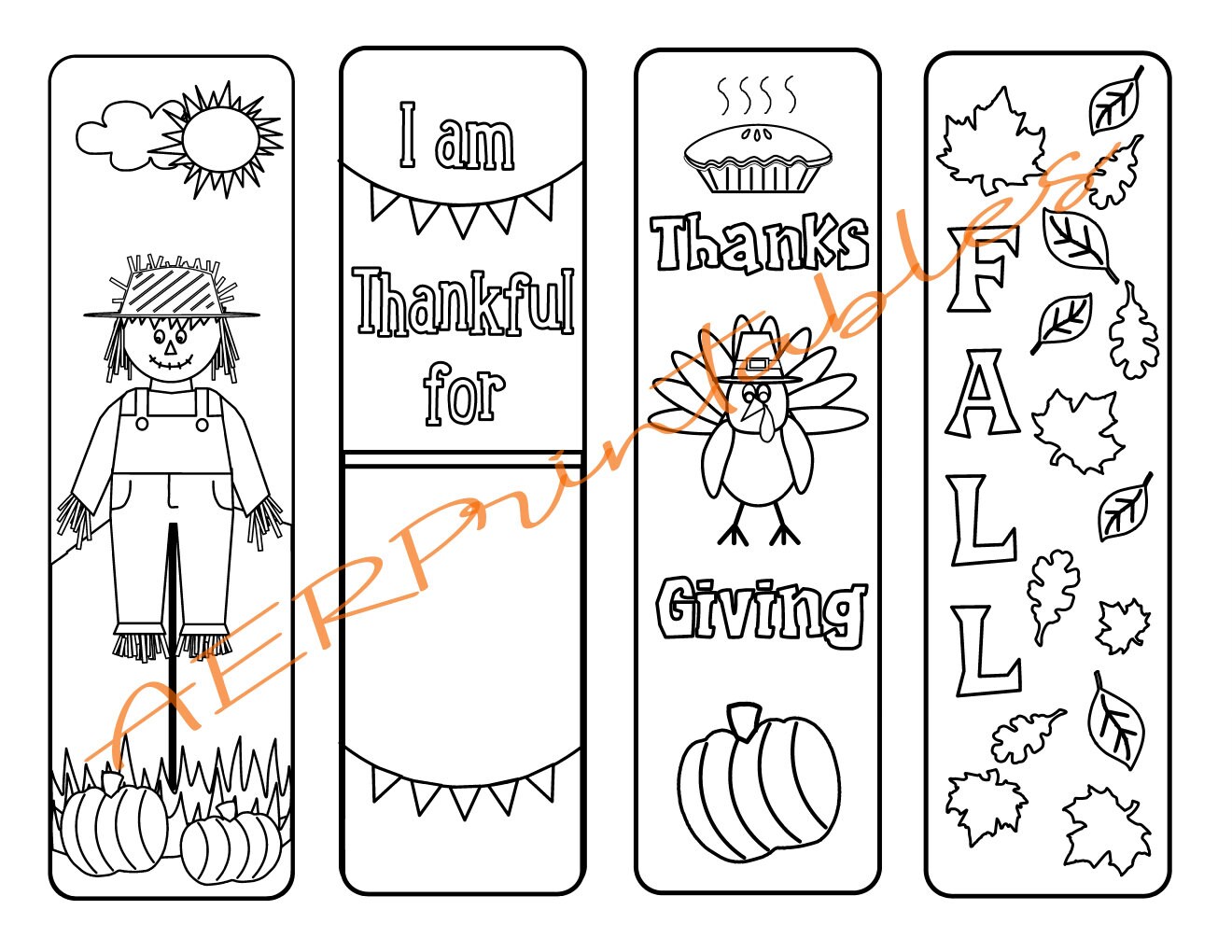 Thanksgiving Printables Kids, Printable Bookmarks for Kids, Fall ...