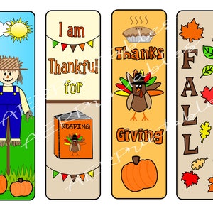 Thanksgiving Printables Kids, Printable Bookmarks for Kids, Fall ...