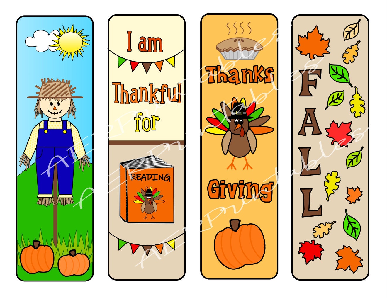 Thanksgiving Printables Kids, Printable Bookmarks for Kids, Fall ...