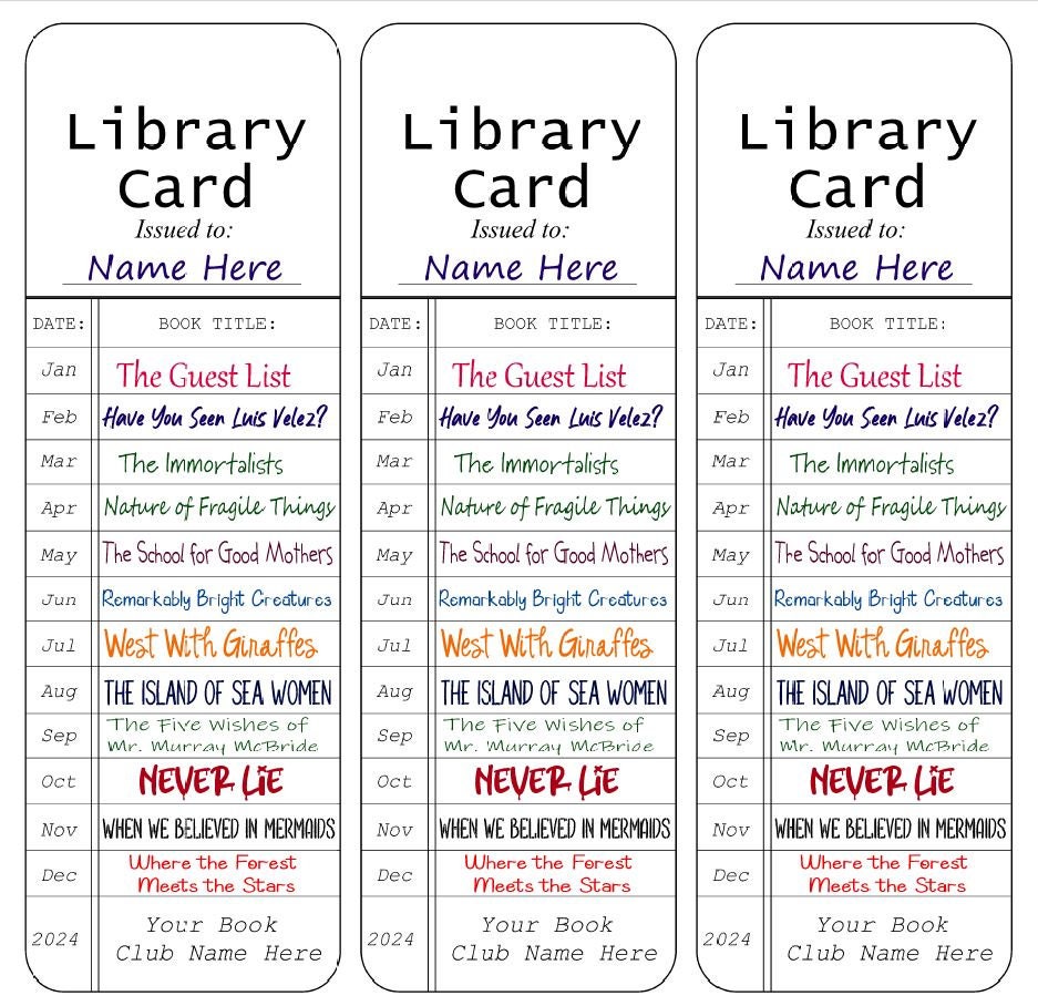 Printable Custom Bookmarks, Book Club, Reading List, Gifts for Book ...