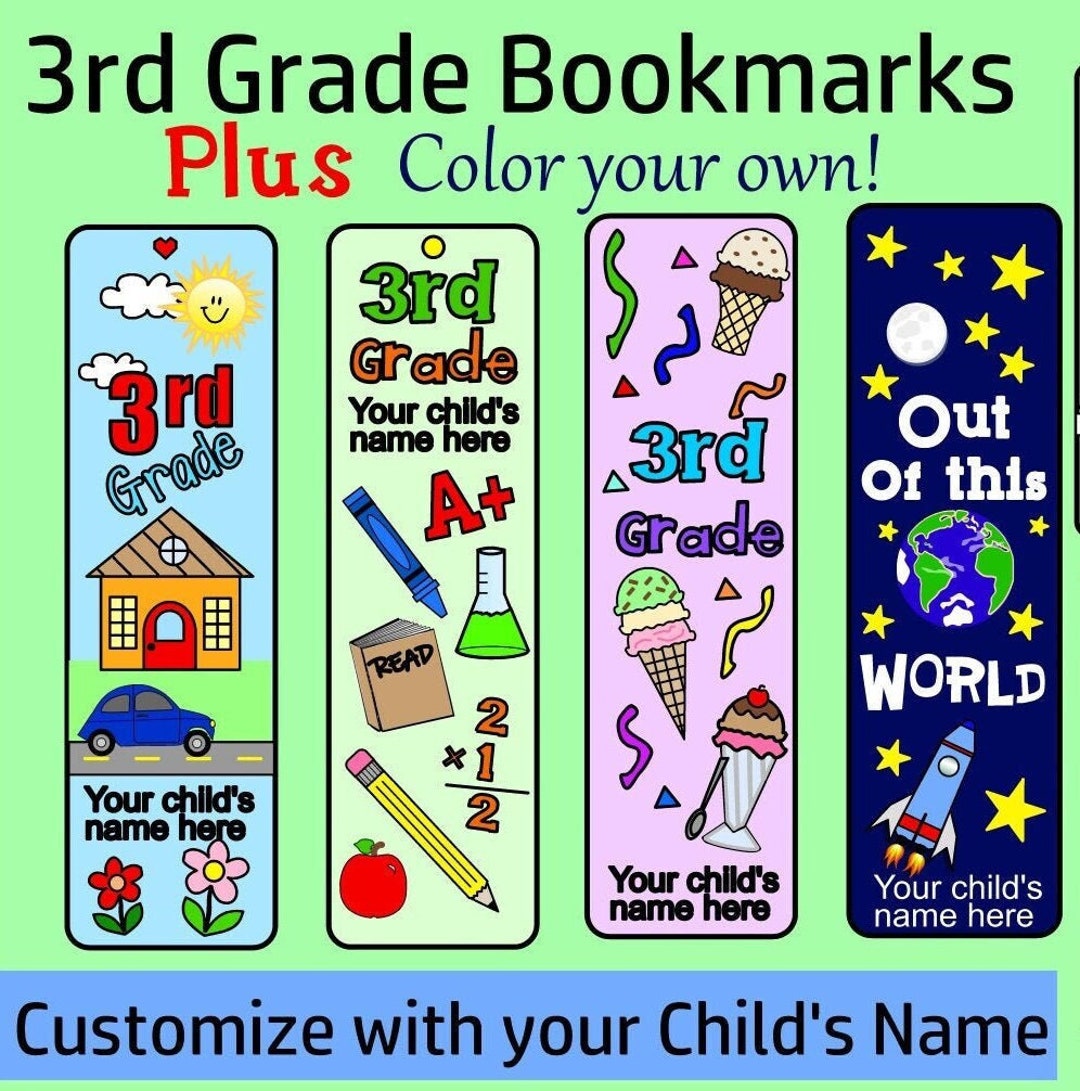 3rd Grade Printable Activities, Printable Bookmarks for Kids, Teacher ...