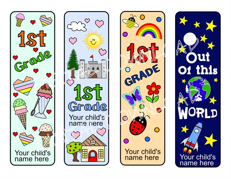 Personalized Bookmark 1st Grade Gift Printable Bookmarks for - Etsy