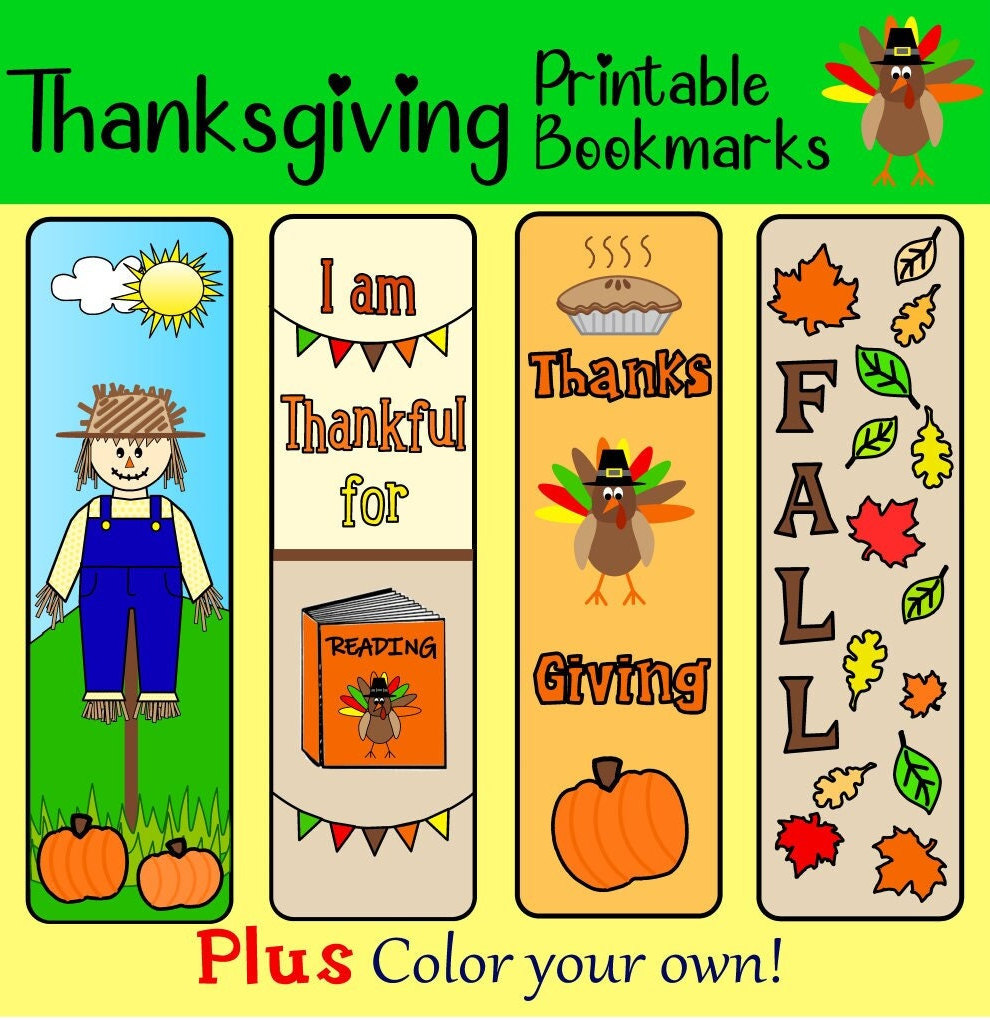 Thanksgiving Printables Kids, Printable Bookmarks for Kids, Fall ...