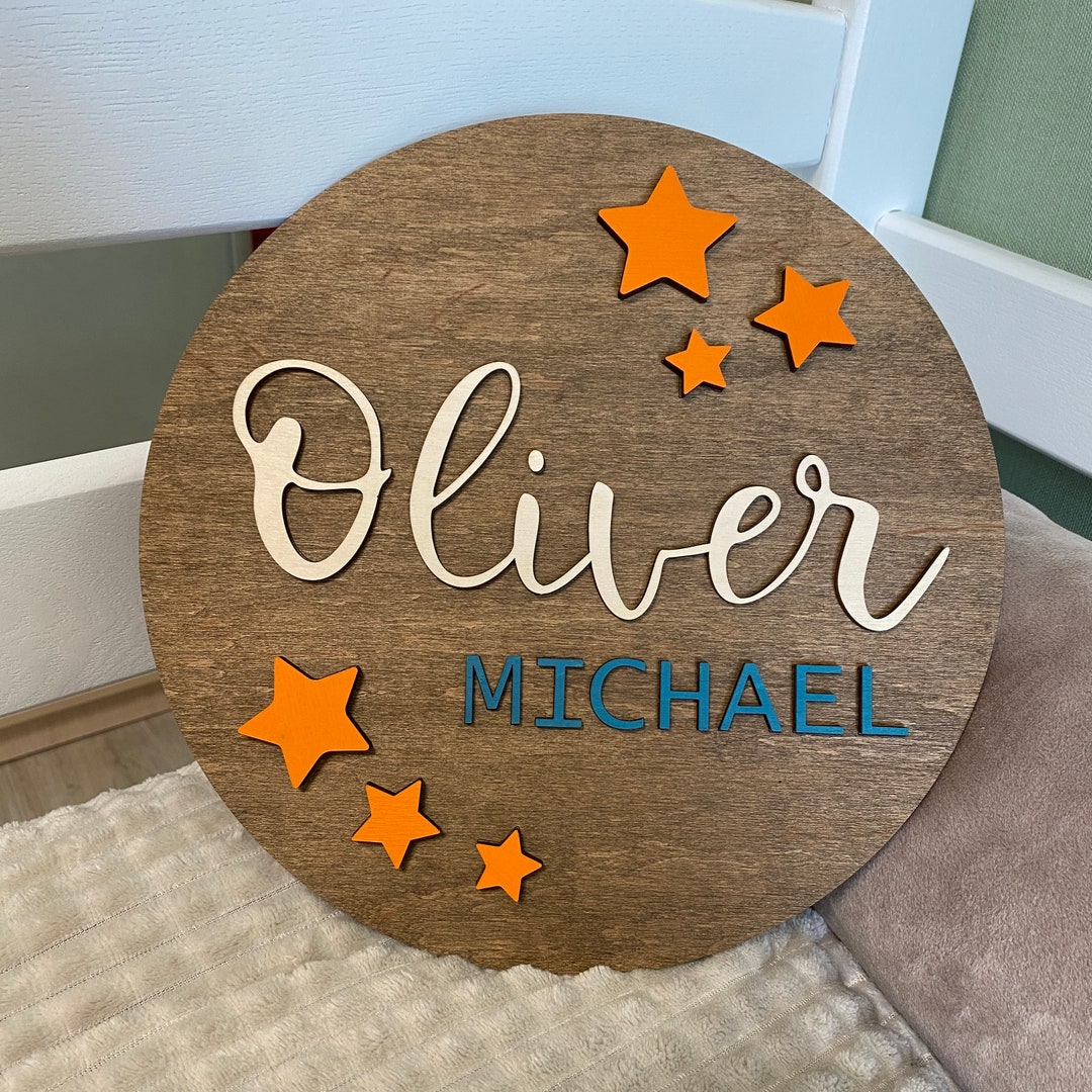 Nursery Name Sign, Round Name Sign, Above Crib Sign, Custom Name Sign ...