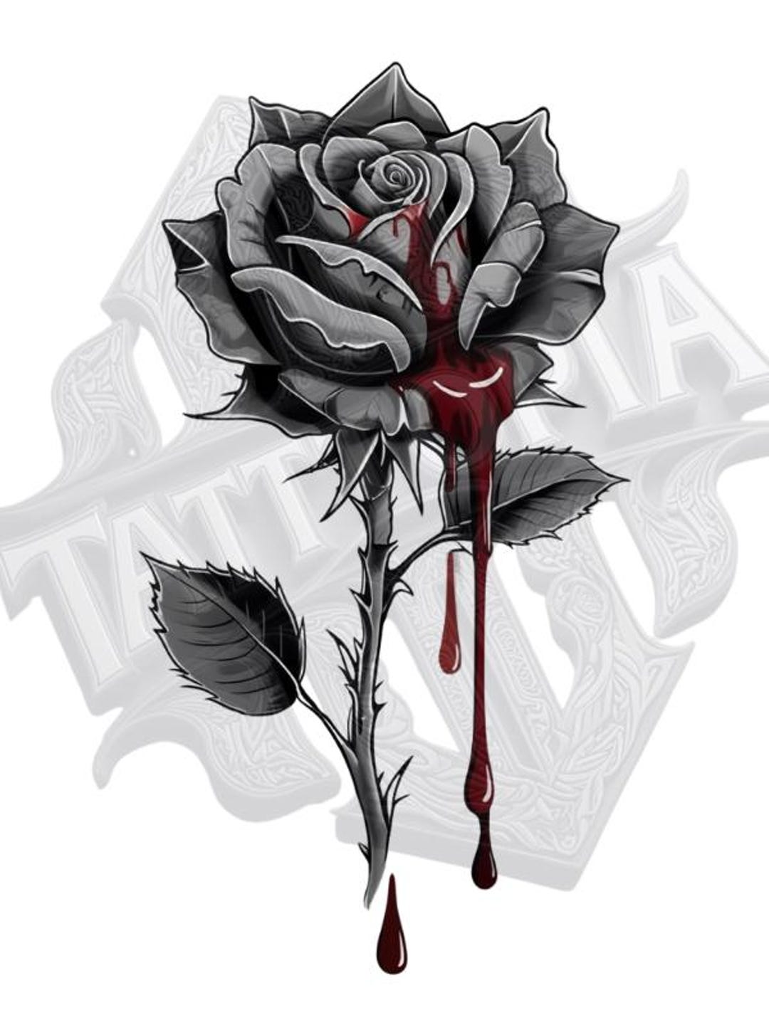 Blood-dripping Rose Tattoo Design - Etsy