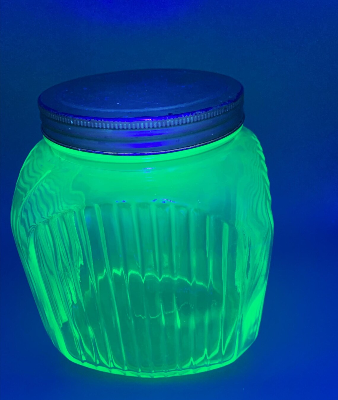 Uranium Glass Green Depression Biscuit Jar - Etsy