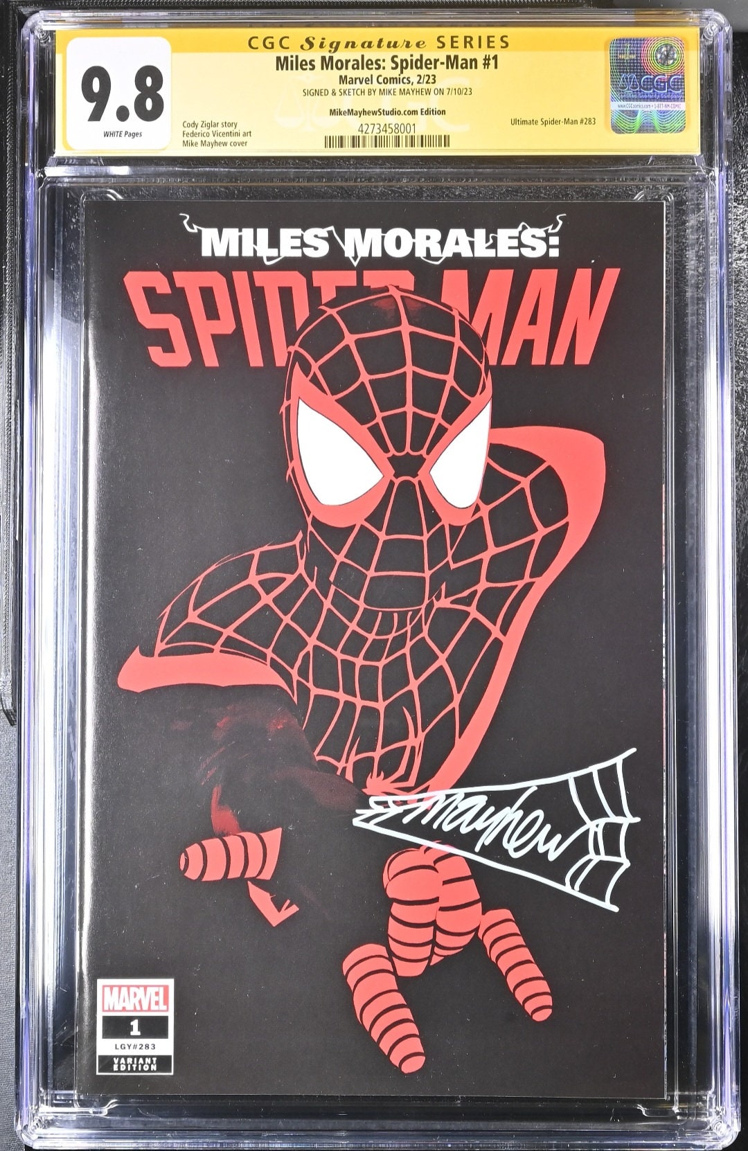 Miles Morales Spider-man 1 Mike Mayhew Signed CGC SS 9.8 thwip ...