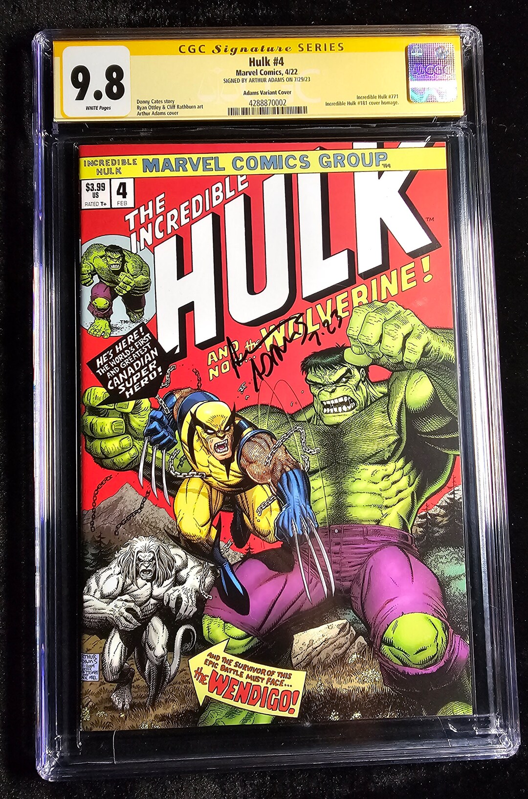 Hulk 4 Arthur Adams Variant CGC 9.8 marvel, 2022 181 Cover Homage ...