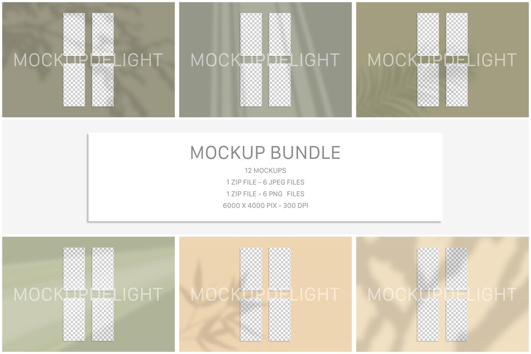 Mockup Bundle 4 Blank Cards 1x2 in Portrait Format | Background in ...
