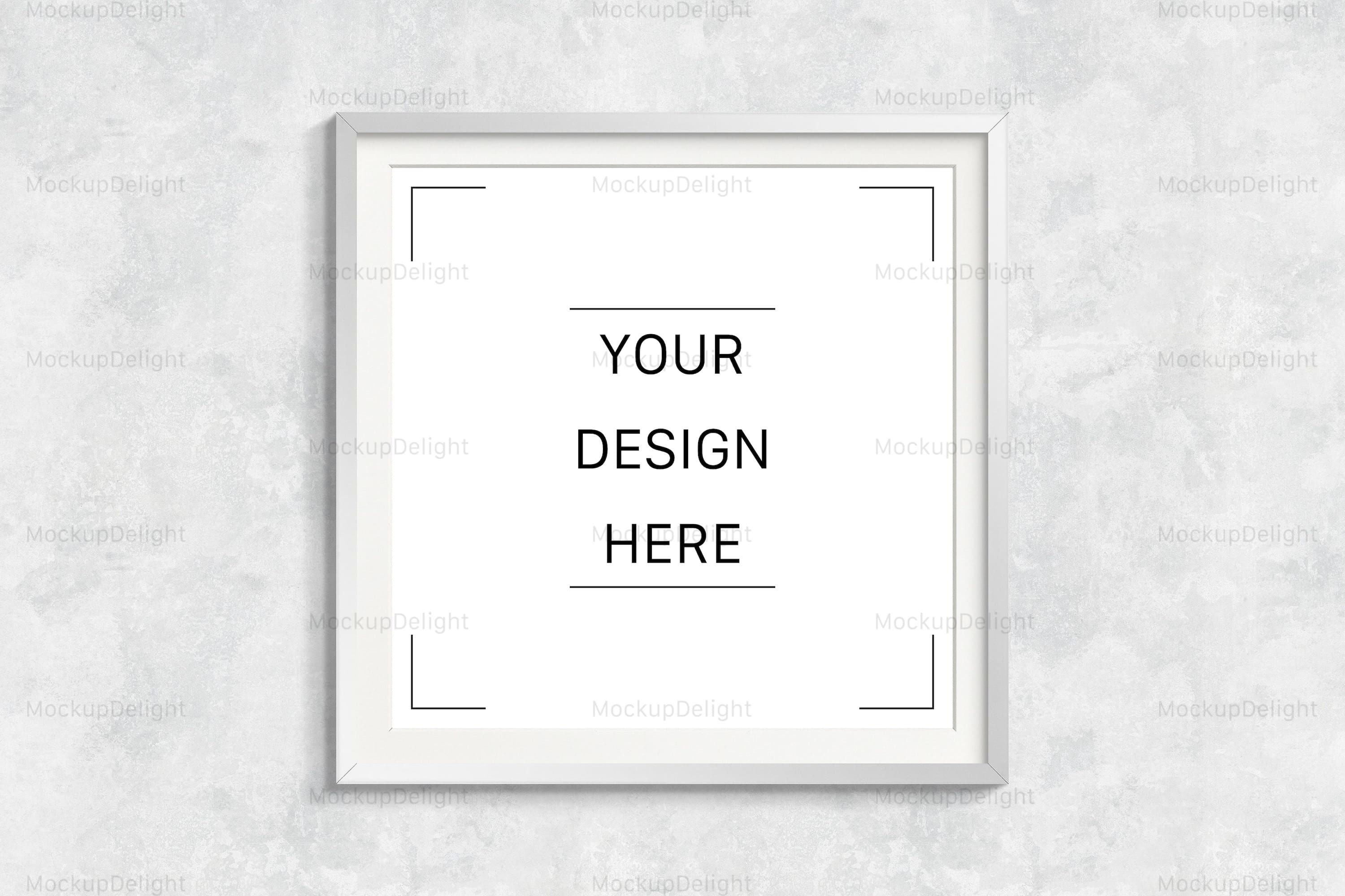 Silver Frame Mockup Light Wall, Square Frame Mockup, Minimalist Silver ...