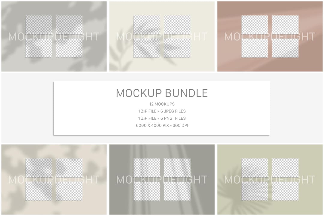 7x5 ISO DIN Poster Mockup Shadow Overlay | Modern 4 Card Mockups ...
