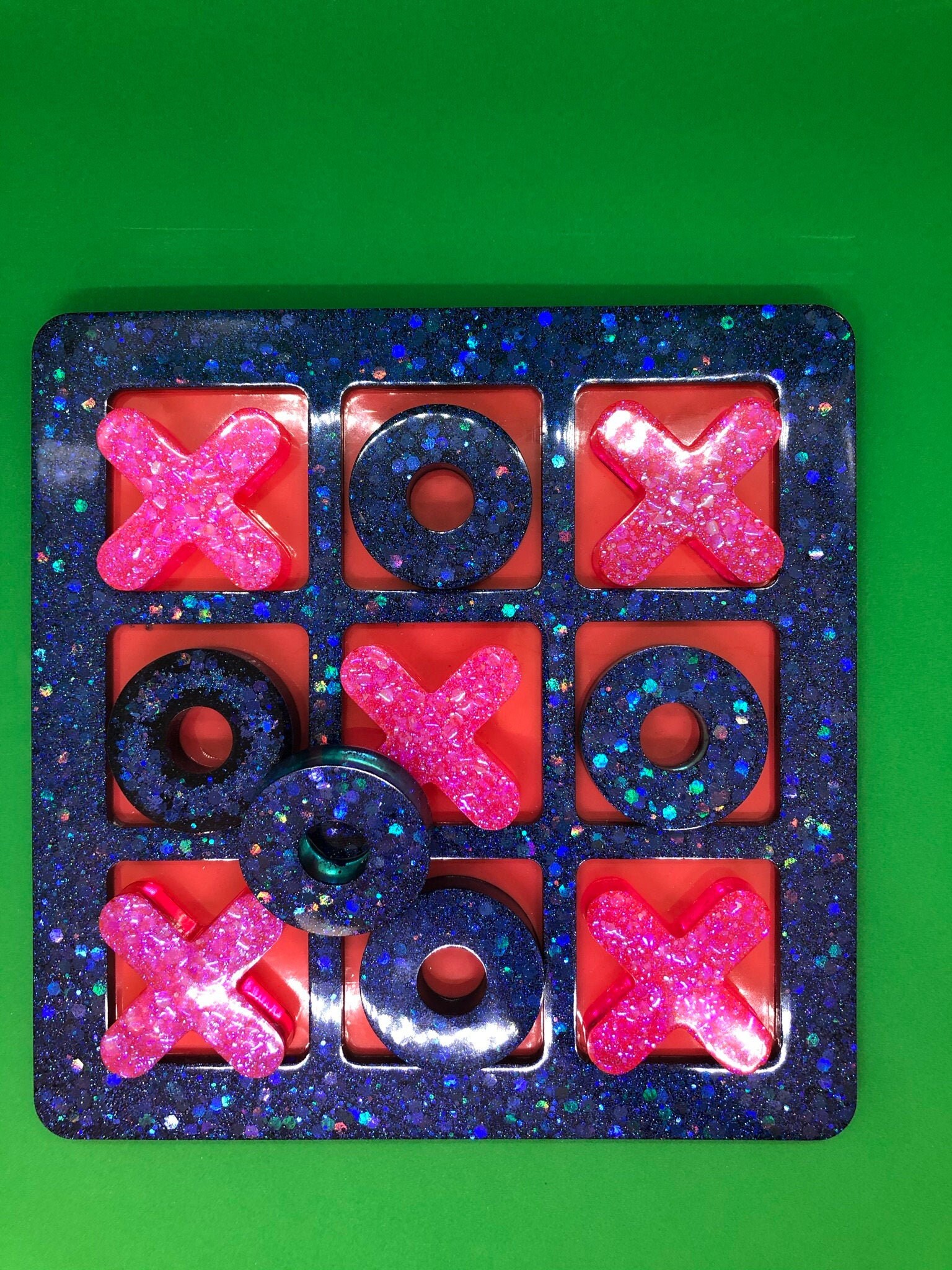 Juego de mesa rosa y azul Noughts and Crosses. Regalo de - Etsy España