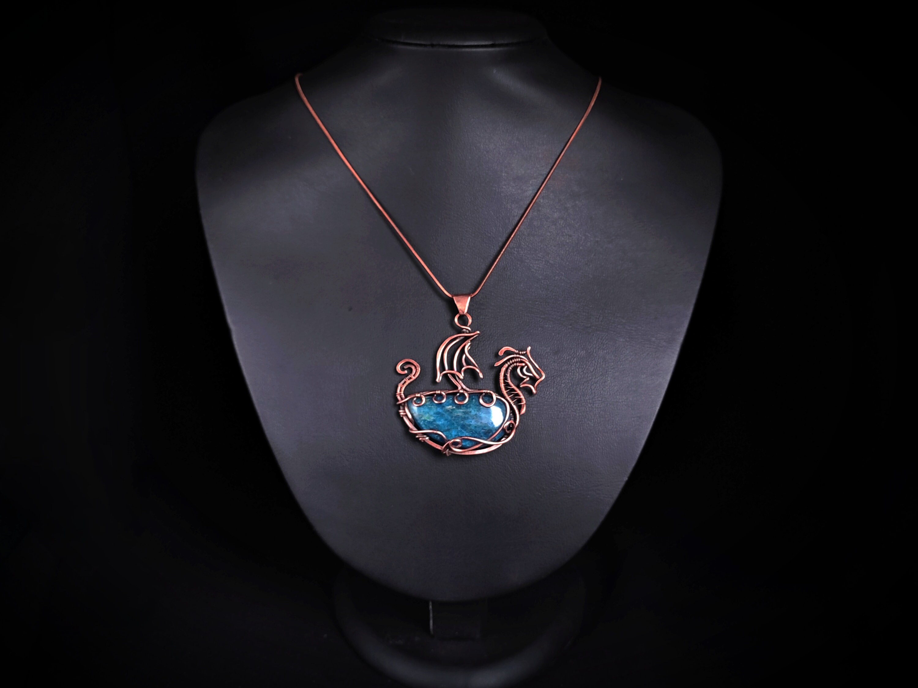 DRAKKAR Longship Dragon Figurehead Viking Ship Necklace Blue Apatite ...