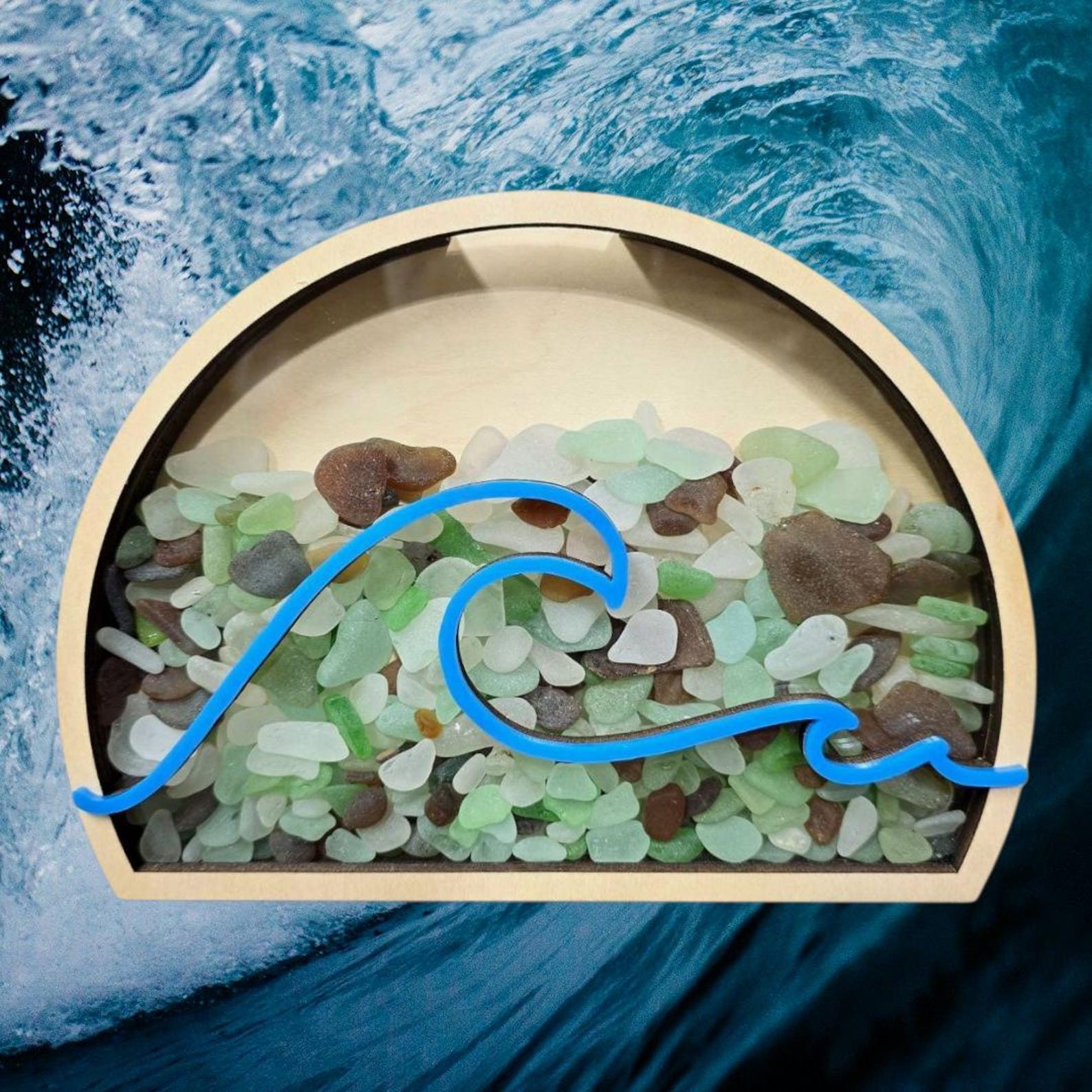 TIDAL WAVE Sea Glass Display | Seashell Keeper, Shark Teeth Shadow Box ...