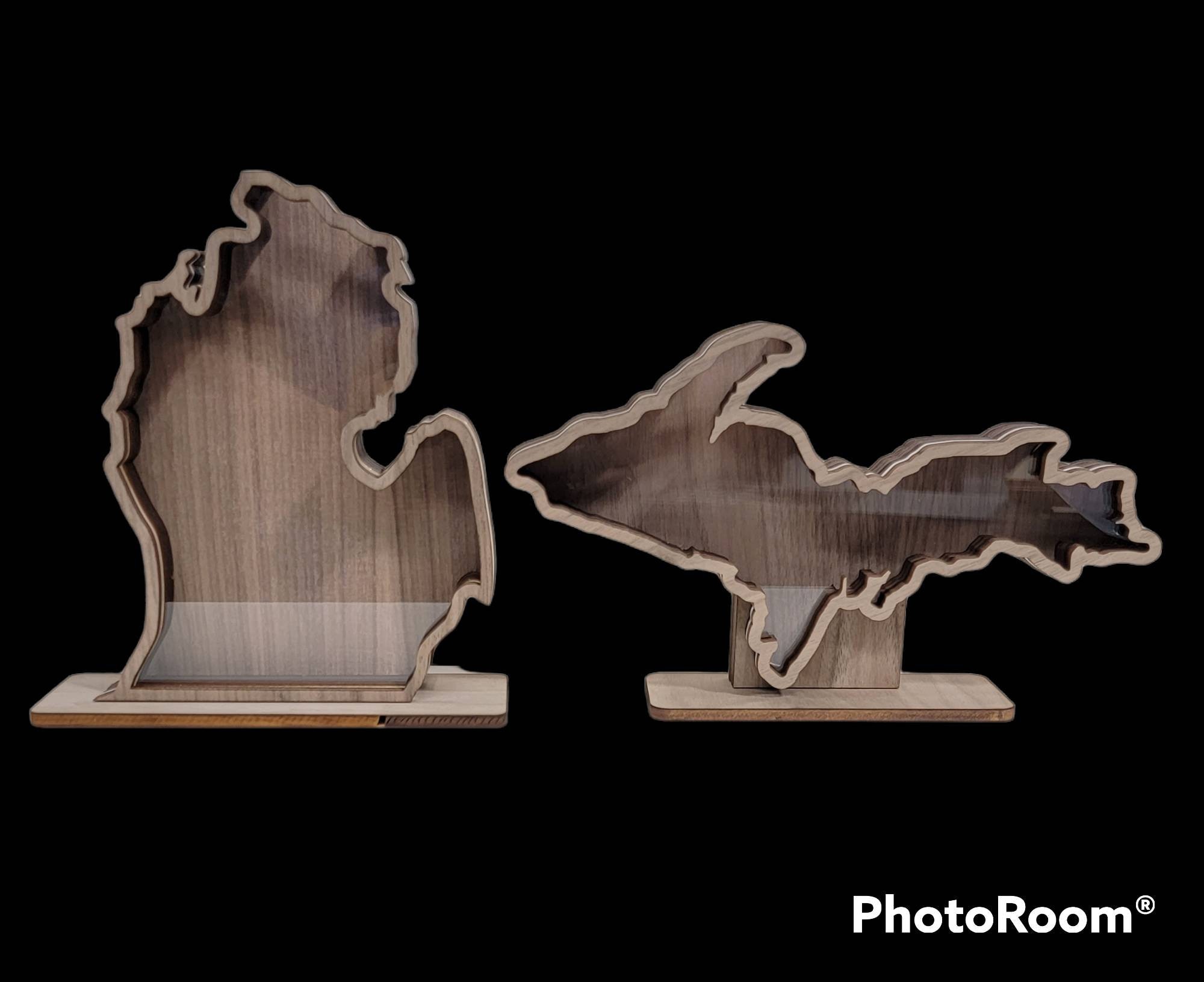 Walnut UP Upper Peninsula of Michigan Shadow Box for Lake - Etsy