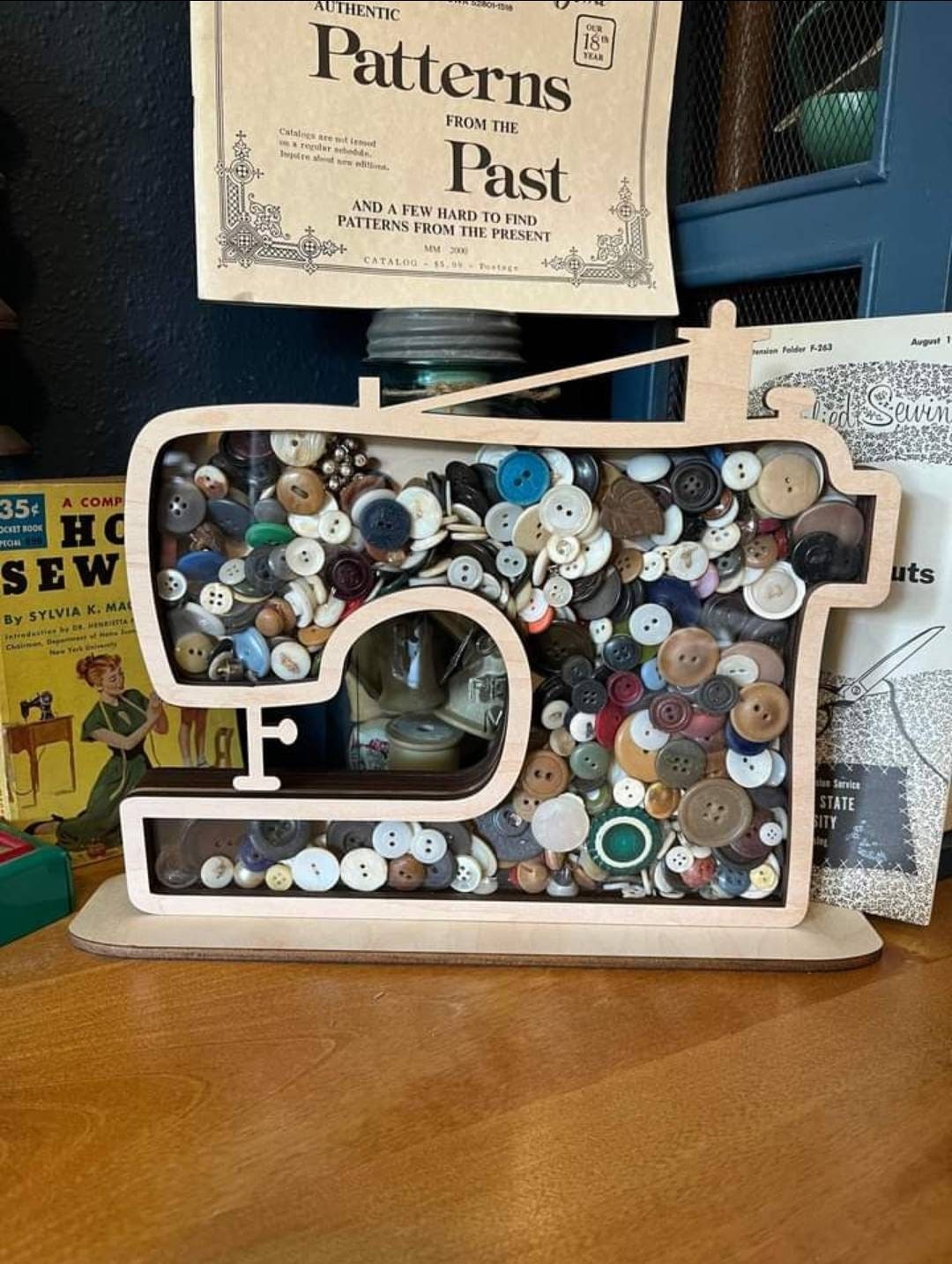 Sewing Machine Shadow Box for Buttons, Rocks, Agates, Etc. - Etsy