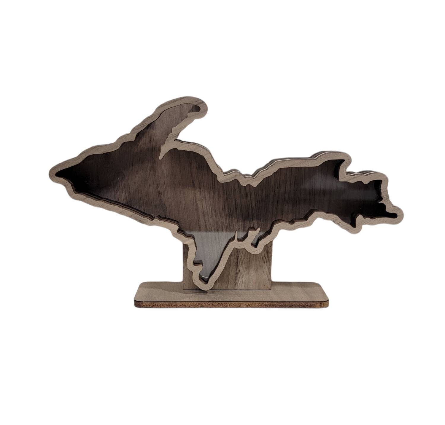 Walnut UP Upper Peninsula of Michigan Shadow Box for Lake - Etsy