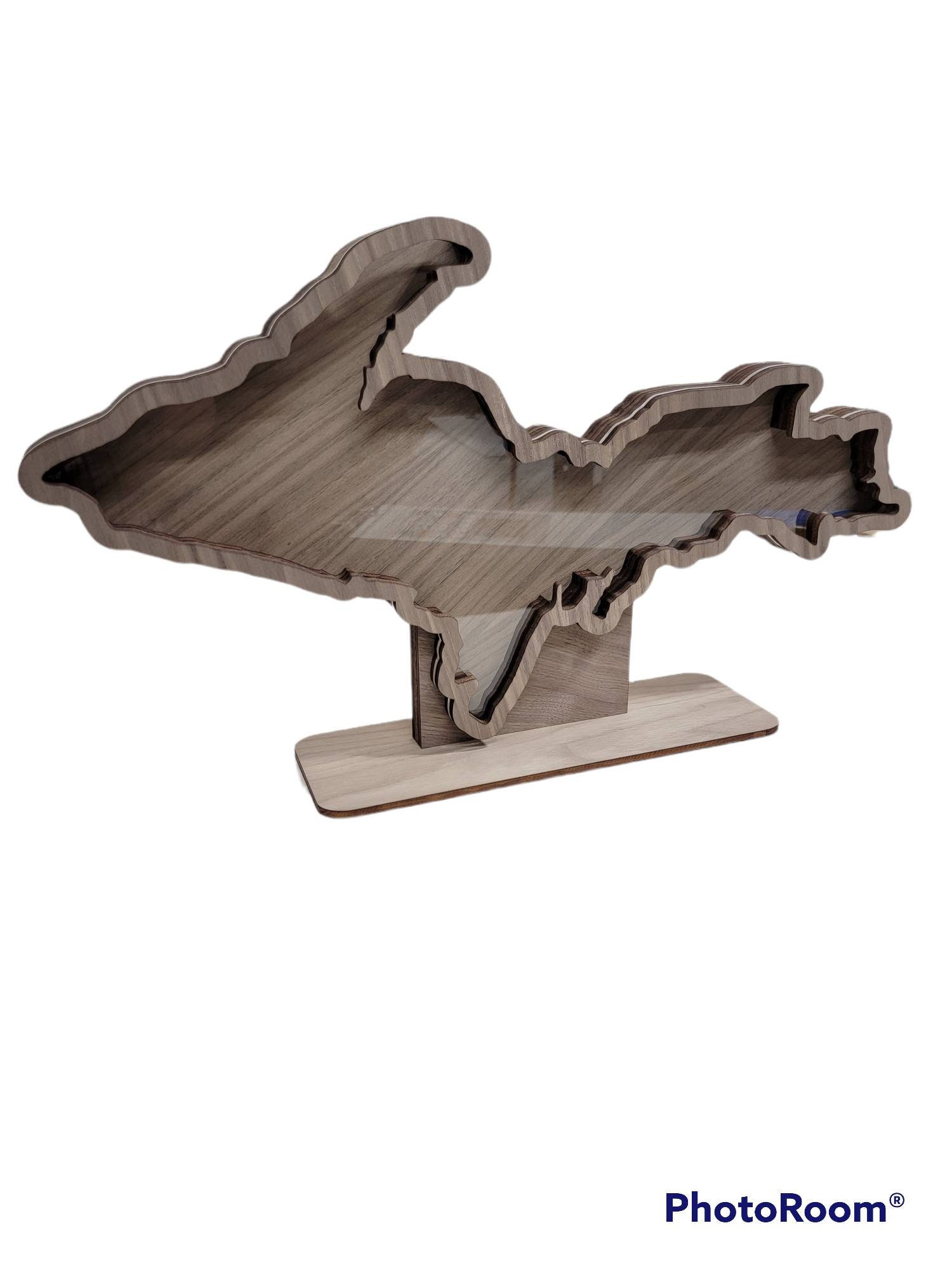 Walnut UP Upper Peninsula of Michigan Shadow Box for Lake - Etsy