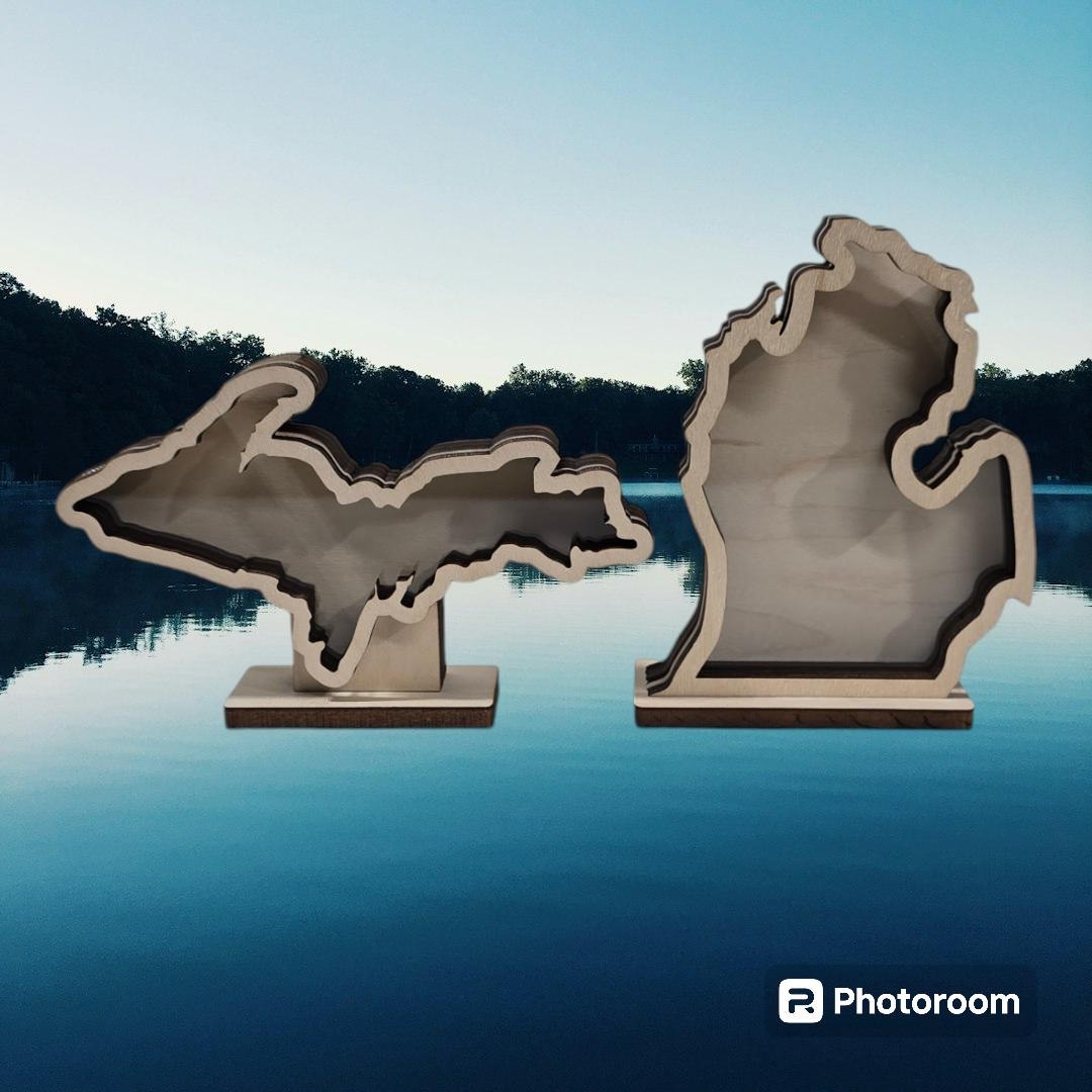 Michigan mini Shadow Box Upper and Lower Peninsula for Sea Glass ...