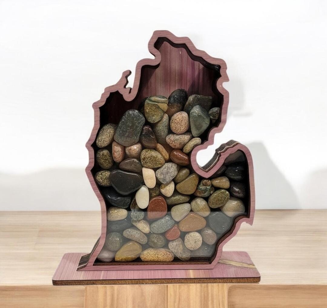 Michigan Cedar Mitten Shadow Box Lake Superior Agates | Sea Glass ...