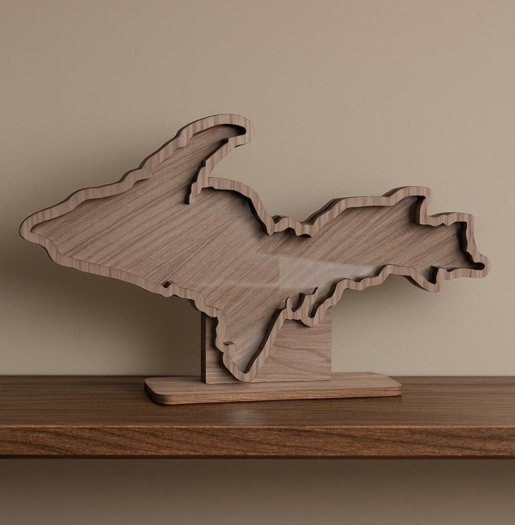Walnut Michigan UP Shadow Box Lake Superior Agate Display Upper ...