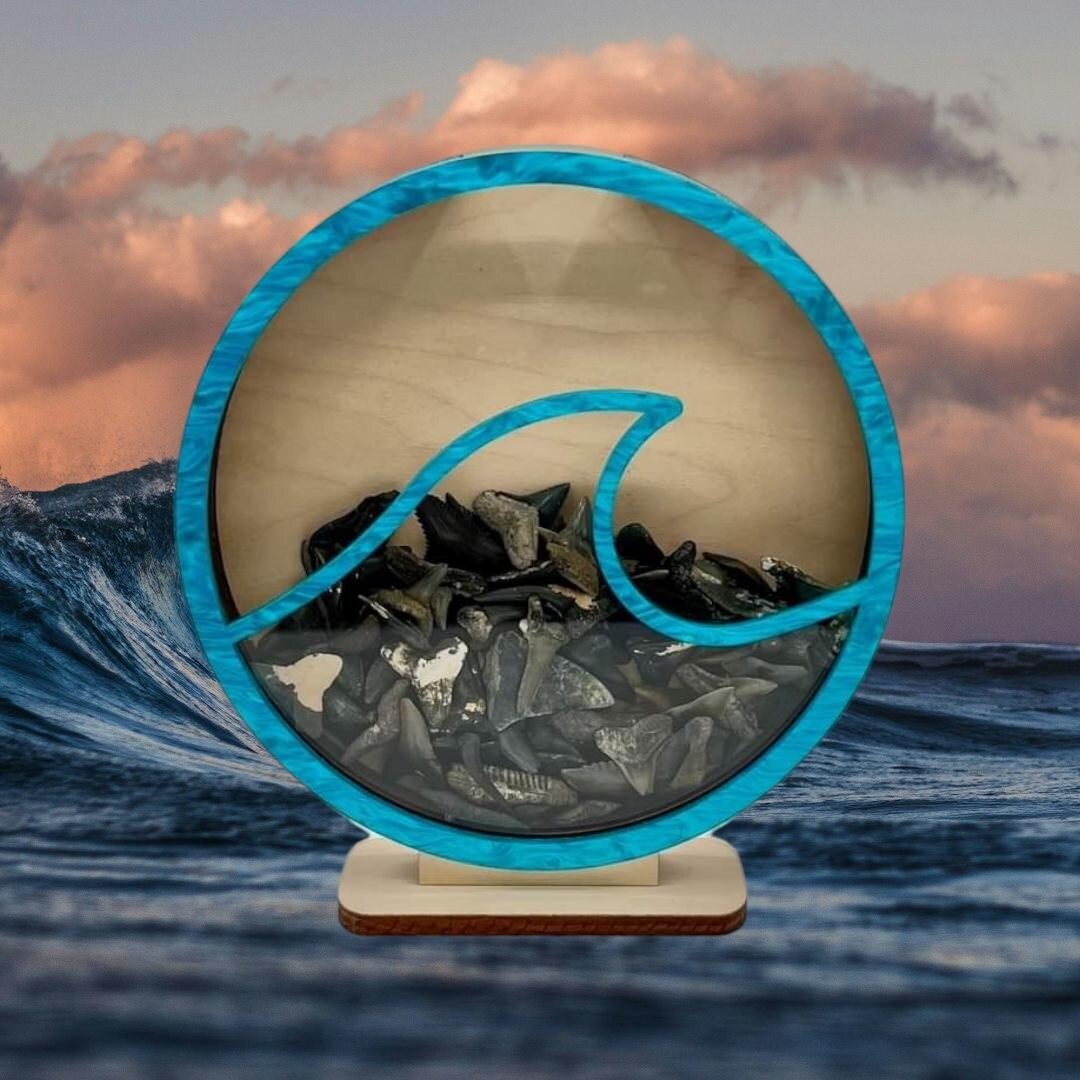 Wave Display Box: Beach Keepsake for Shark Teeth & Sea Glass - Etsy