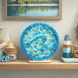 Wave Sea Glass Shadow Box | Beach Shell Display 2 - Etsy